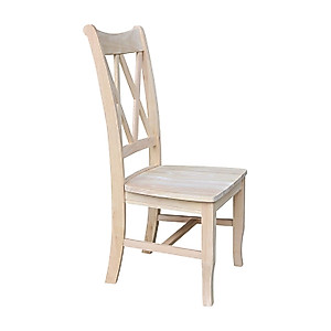 International Concepts Set of Two Double X-Back Dining Chair, 19.9"W x 22"D x 41.3"H, Wood Unfinished