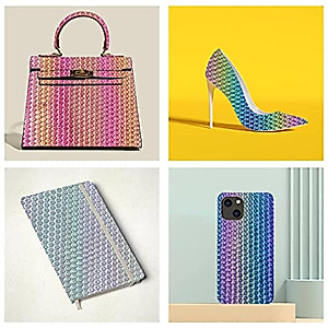 HYANG Holographic Purple to Blue Embossed Iridescent Ellipse PU Faux Leather Sheets 1 Roll 12"X53"(30cmX135cm), Faux Leather Suitable for Crafts Making Leather Earrings, Bows, Handbag ，Sewing