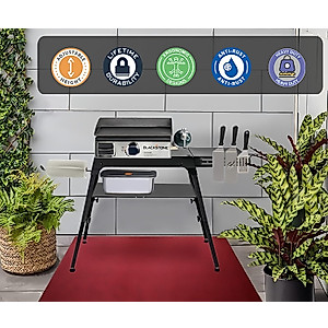 Grill Griddle Stand for Blackstone 22 Inch,17 Inch Tabletop Griddle, Griddle Table with Side Shelf & Sub-shelf and Paper Towel Holder, Support to Add Wheel and Magnetic Tool Holder or Grill Caddy
