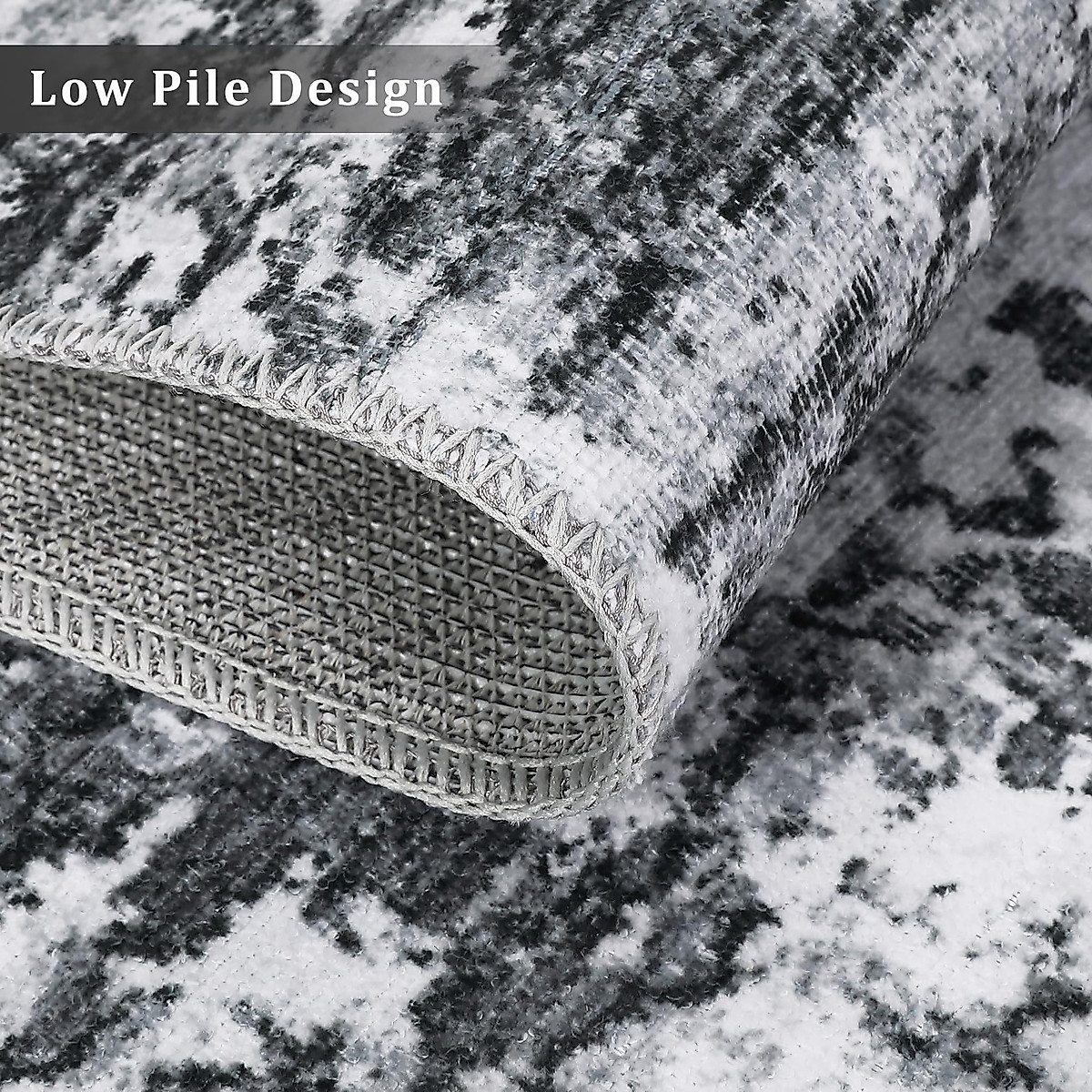 JOLENE.K Washable Runner Rug 2x10 Modern Abatract Rug Runner Hallway Runner Rug Non Slip Ktichen Runner Rug 2x6 Washable Runner Rug for Bathroom Bedroom Boho Runner Rug,2x10 Grey