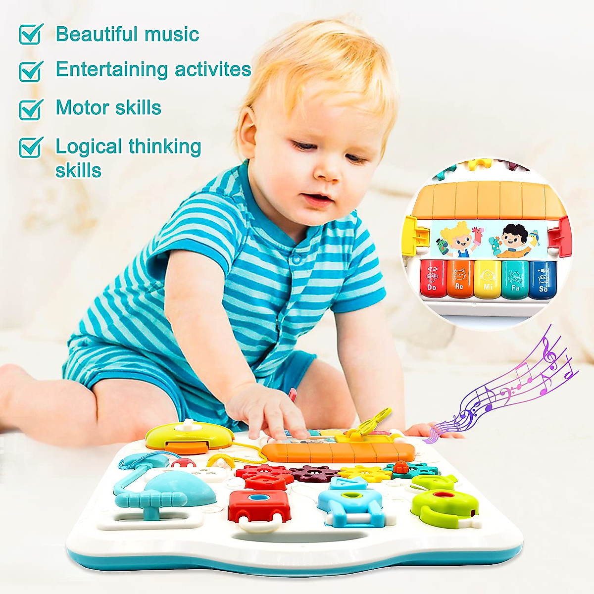 BAYMI Busy Board Activity Table Baby Musical Toy with Lights and Melodies, Great Toddler Toy Gift for 1 2 3 Year Old Boys & Girls (Classic Stem Version)