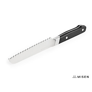 Misen Serrated Bread Knife - 5 Inch, High Carbon Stainless Steel, Japanese AUS10 - Best for Sourdough, Challah, Watermelon - Bread Slicer Knife, Chef - Bread Bowl, Handmade, Homemade Bread, Black