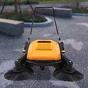 InSyoForeverEC Walk-Behind Outdoor Sweeper, Hand Push Floor Sweeper, Pavement Sweeping Cleaning Tool, with 14.53 gal Waste Container, Sweeps 39611ft²/h, 41.34 inch Sweeping Width