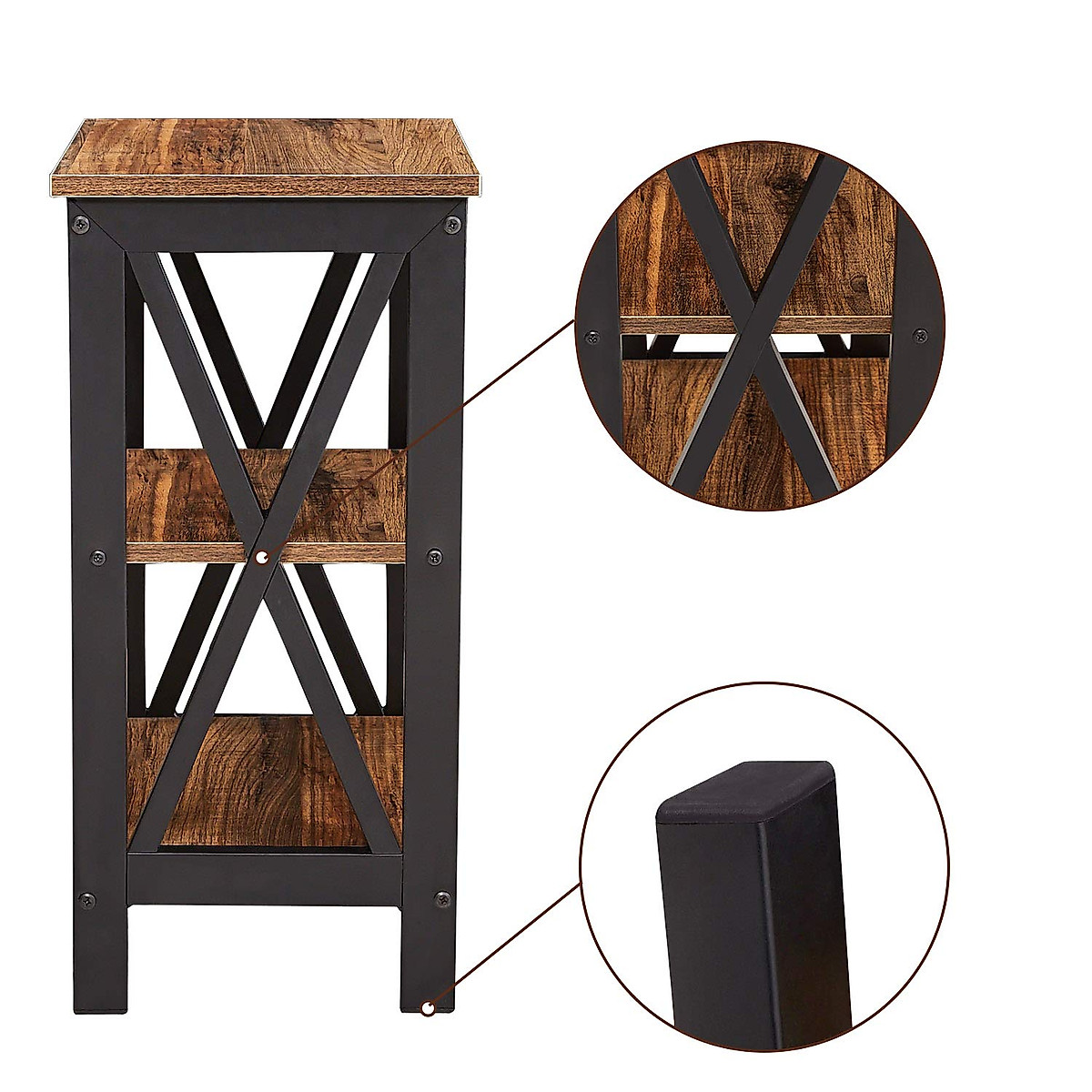 VECELO Modern Nightstands X-Design Side End Table Night Stand with Storage Shelf for Bedroom,Living Room,