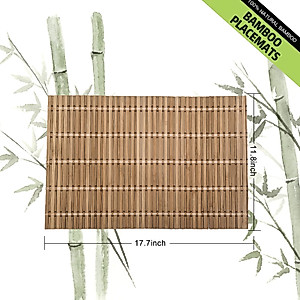 ANDSTAR Set of 4 Bamboo Slats Placemat Modern Table Bamboo Placemats Natural Anti-Slip Bamboo Placemats Washable Heat-Resistant Table Mats for Kitchen Dinning Room Table Decor(Green)