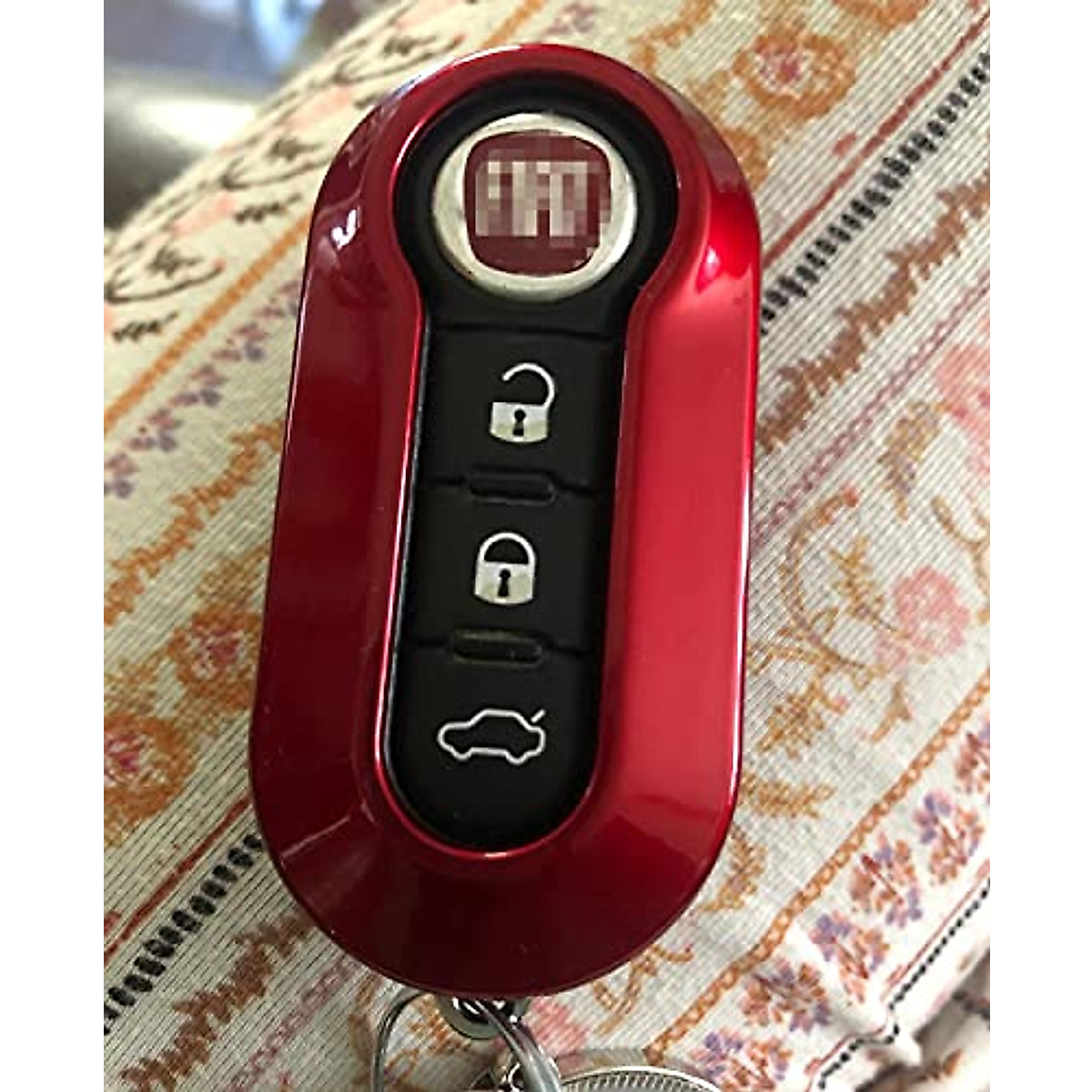 iJDMTOY (1) Exact Fit Gloss Metallic Red Smart Remote Key Fob Shell Compatible With FIAT 500 500L 500X Abarth 3-Button Folding Blade Key
