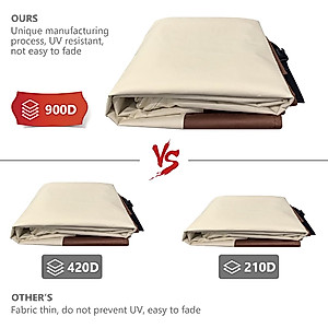 Patio Furniture Covers, Heavy Duty Round Patio Table Cover (48D x 26H Inch) Outdoor Dining & Coffee Table Cover for Veranda, Lawn, Table, Chair-Waterproof & Weather Resistant, Anti UV - Beige & Brown