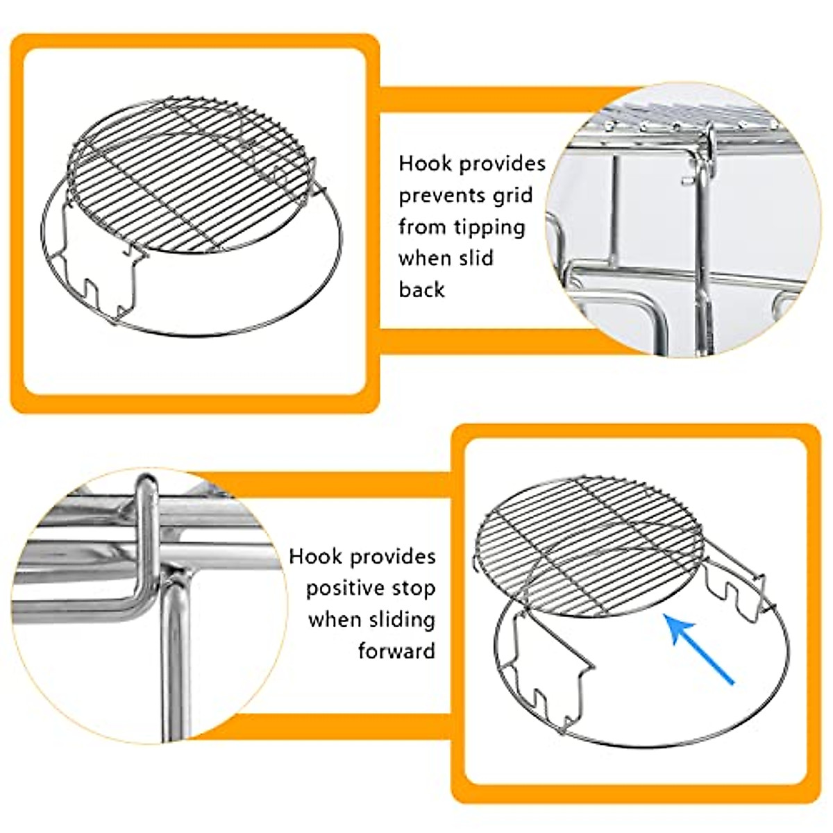 Sunerve Green Egg Expander Kit for Large Big Green Egg, Stainless Steel 5 Pieces Grill Expander Stack Rack Accessories with Removable Cooking Rack System Grill Expander Rack Replacement Parts lg