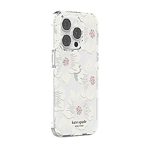 kate spade new york Protective Hardshell Case Compatible with Apple iPhone 14 Pro - Hollyhock Floral Clear [KSIPH-223-HHCCS]