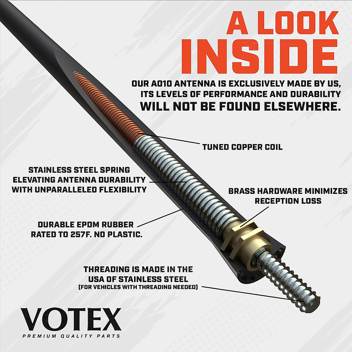 AntennaMastsRus - Short Rubber Antenna fits Toyota Tacoma (1995-2015) - USA Stainless Steel Threading - The Original Replacement 6 3/4 Inch Accessories - Car Wash Proof - Internal Copper Coil