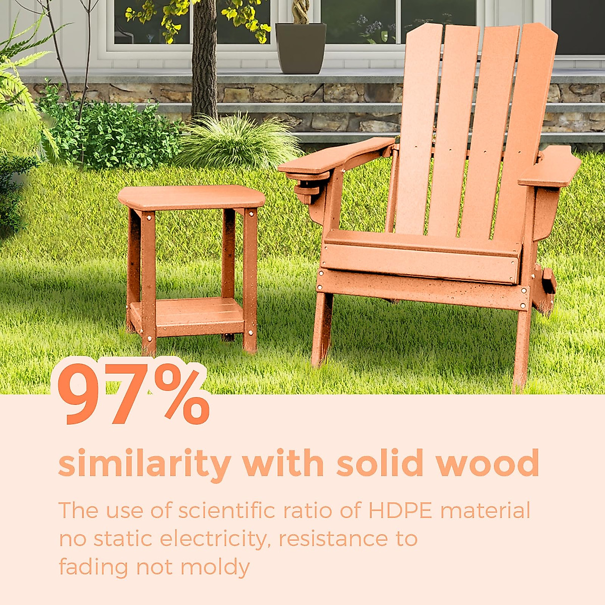 GARDENSTAR Adirondack Square Outdoor Side Table,2-Tier Storage Patio Side Table, HDPE End Tables for Backyard Pool Porch Garden Lawn GoldenYellow