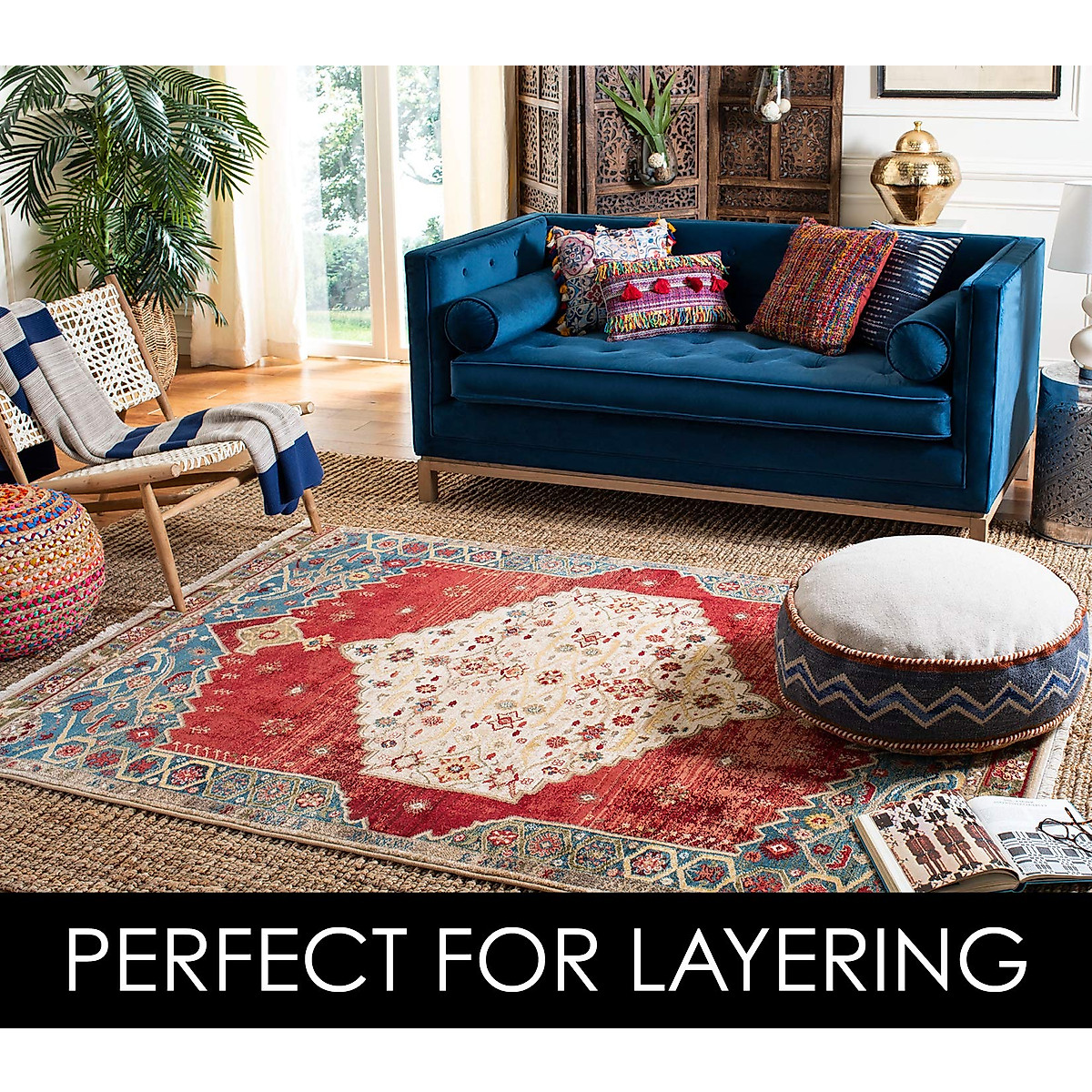 SAFAVIEH Natural Fiber Collection 9' x 12' Natural NF447A Handmade Chunky Textured Premium Jute 0.75-inch Thick Area Rug