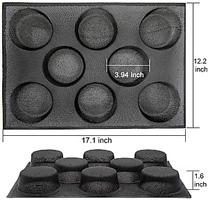 Hamburger Bun Pan, Mesh Silicone Hamburger Bun Mold, Non Stick Baking Pan for Making Buns, Great Perforated Bakery Molds for Gluten Free Buns(8 loaf, 17.1X12.2X1.6 inch)
