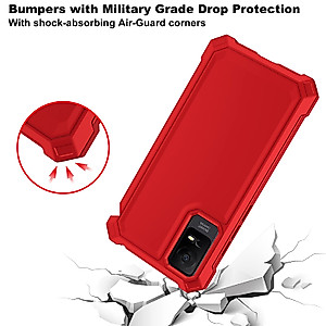 Ailiber for TCL 30Z Phone Case, Straight Talk TCL 30 Z T602DL Case with Screen Protector, Dual Layer Structure Protection, Shockproof Corner TPU Bumper, Slim Silicone Phone Cover for TCL 30Z-Red