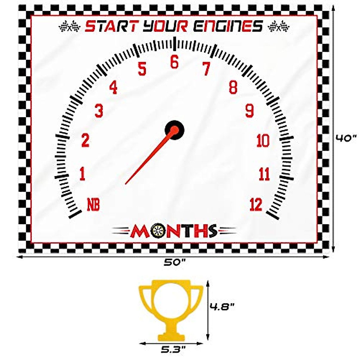 Eunikroko Race Car Baby Monthly Milestone Blanket Sports Nursery Blanket 1 to 12 Months Photography Backdrop Prop for Newborn Baby Boy Soft Plush Fleece