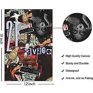 Album Cover Poster 21 Savage Poster I AM I WAS Art Wall Canvas Pictures for Modern Room Decor Prints Unframed 12" x 18"