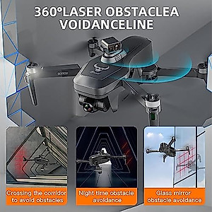 FAiruo ZLL SG906 Mini SE Drone with Cameras 4K, 3 Axis Gimbal, 360 Degree Laser Obstacle Avoidance, RC 1.2km, Professional Foldable Quadcopter with Brushless Motor,3 Batterien