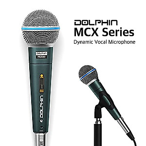 Dolphin MCX30 Handheld Dynamic Vocal Microphone, HQ Direct Connection Audio 1/4, Durable, Crystal Clea Sound, Detachable 14ft XLR Cable, Mic Stand Clip, & Carry Case