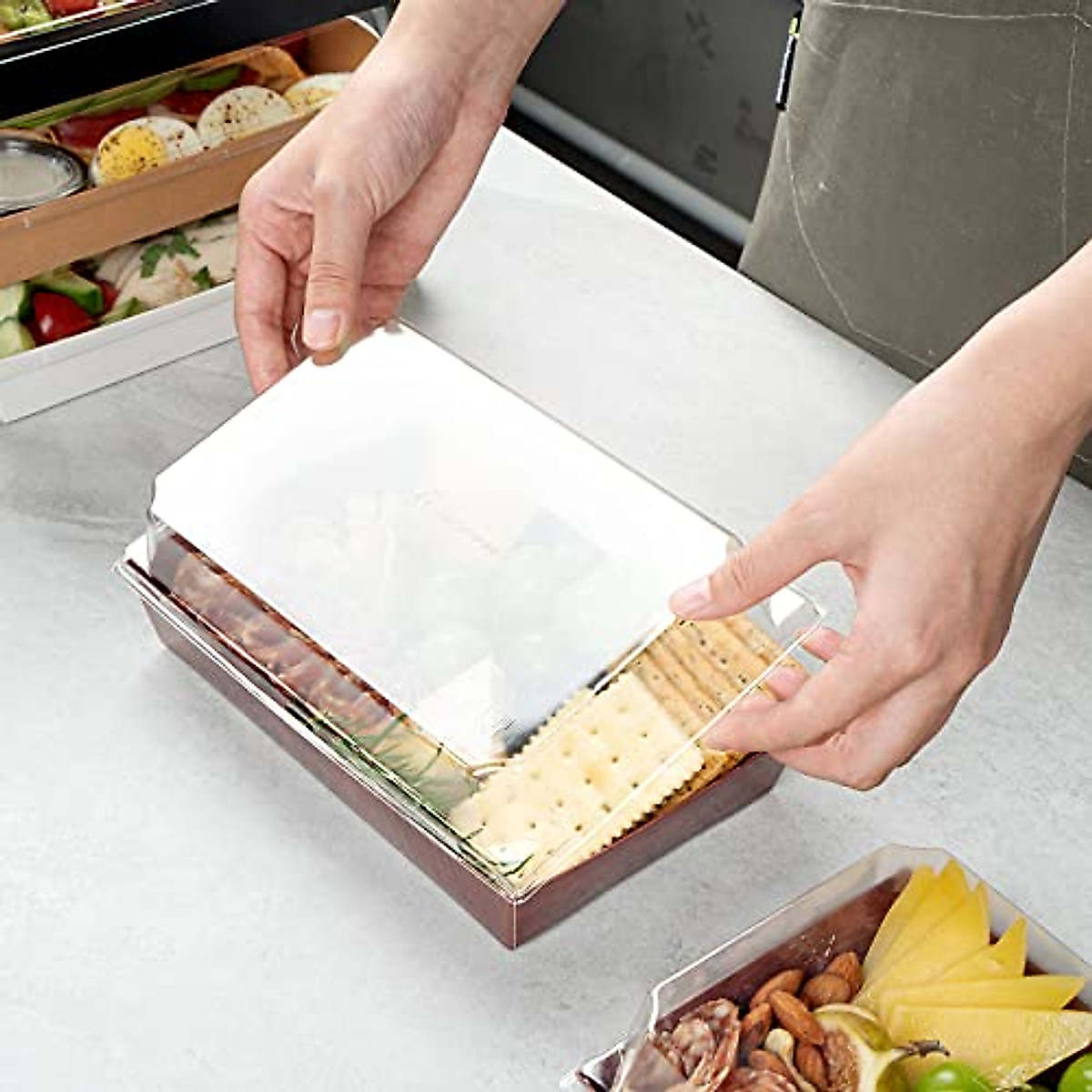 Restaurantware Matsuri Vision Clear Plastic Lid - Fits Medium Sushi Tray - 100 count box