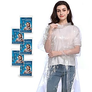 Disposable Rain Ponchos for Adults - Emergency Rain Ponchos Family Pack for Women and Men with Drawstring Hood