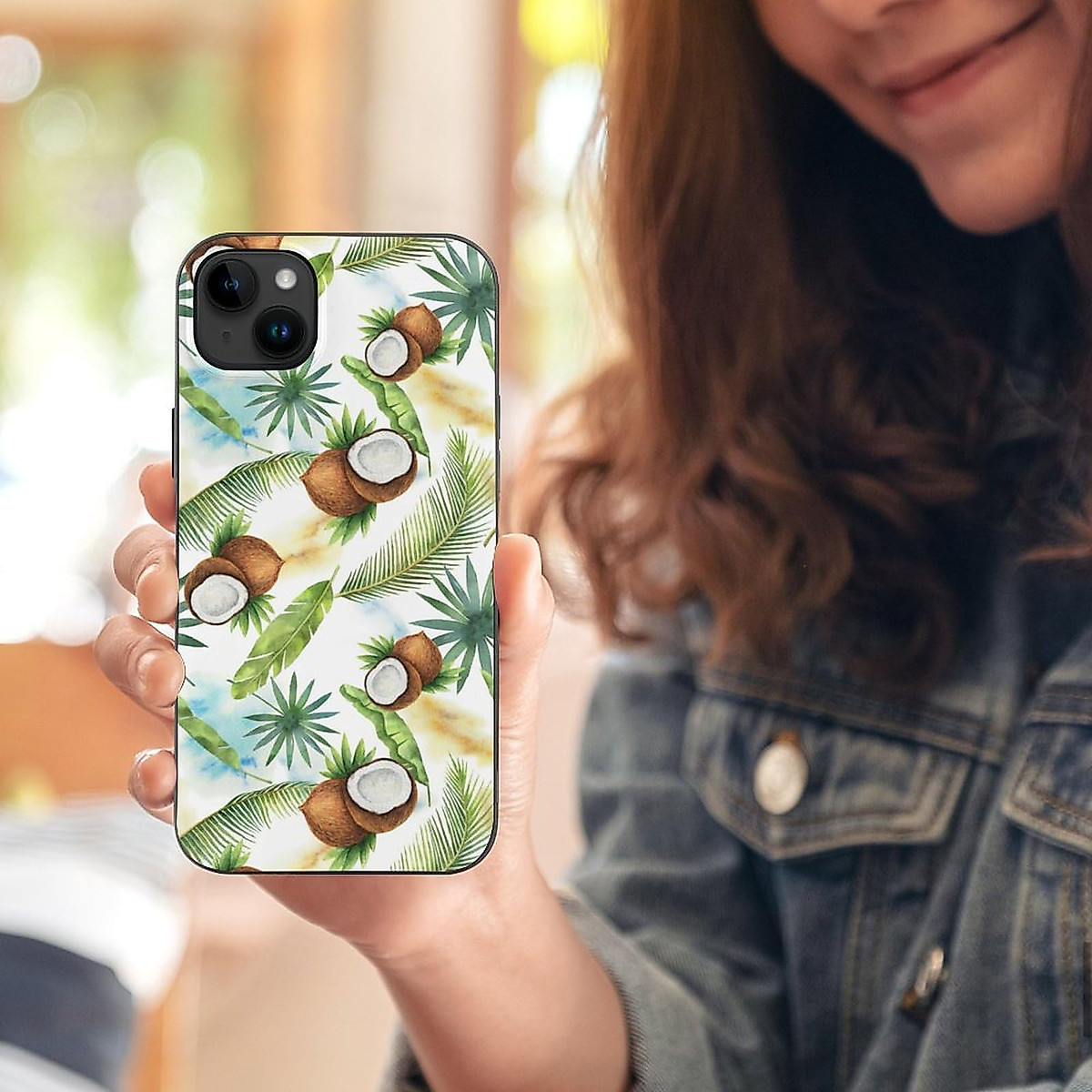 Niapessel Compatible with iPhone 15 Plus Case Coconut and Palm Trees Print Shockproof Protective Phone Cases Slim Thin Cover TPU for Women Men Boys Girls