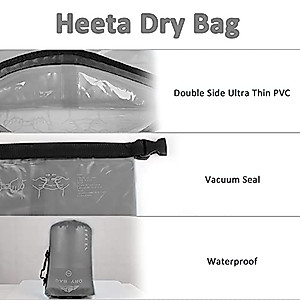 HEETA Waterproof Dry Bag for Women Men, Roll Top Lightweight Dry Storage Bag Backpack with Phone Case for Travel, Swimming, Boating, Kayaking, Camping and Beach, Transparent Black 5L