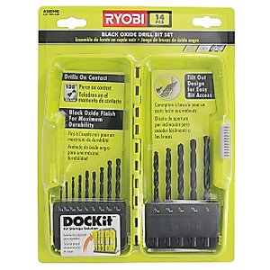 Ryobi A10D14D 14 Piece Split Point Black Oxide Drill Bit Set w/Plastic Storage