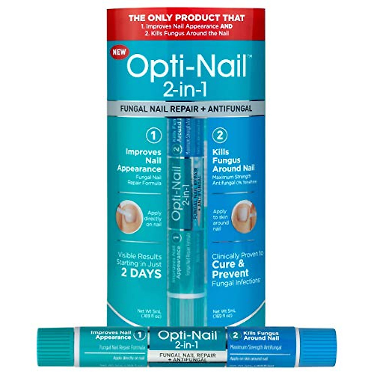 Opti-Nail 2-in-1 Fungal Nail Repair Plus Antifungal, Improves Nail Appearance and Kills Fungus Around Nail