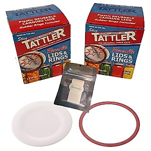 Reusable Canning Lids Bundle Includes 24 Wide Mouth Tattler Lids and Rings and 24 Dissolvable Sunivale Jar Labels For Use With Hot Water Bath, Vacuum Sealer and Pressure Canning Methods Made in USA