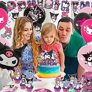 Lingtoolator irthday Party Supplies, 167 Pcs Party Decorations Includes Backdrop, Cake Topper, Invitation Cards, Happy Birthday Banner, Tableware, Stickers