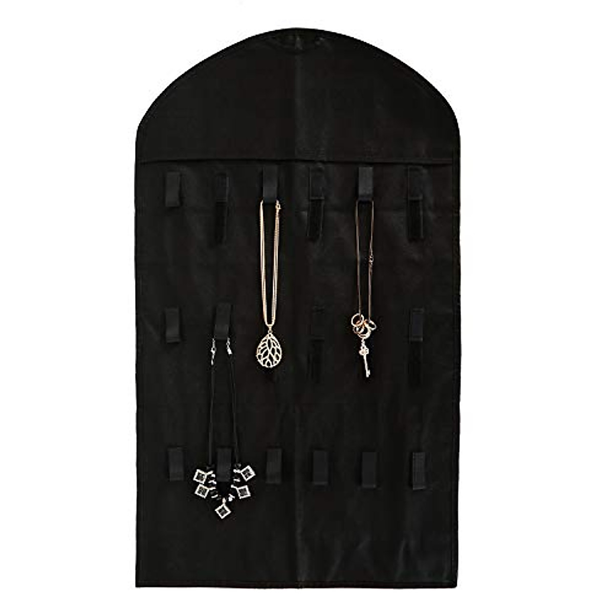 Foraineam 3 Pack Hanging Jewelry Organizer 32 Pockets 18 Hook and Loops Necklace Holder Earrings Bracelet Ring Display Storage Bag