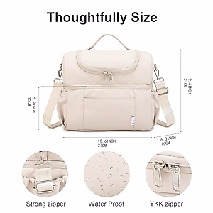 NOL Natural Organic Lifestyle Adult Lunch Box Insulated Lunch Bag Large Dual Compartment Lunch Bag Coolers Lightweight Nylon Waterproof Lunch Box for Work, Picnic, Travel, Outdoors, Cream