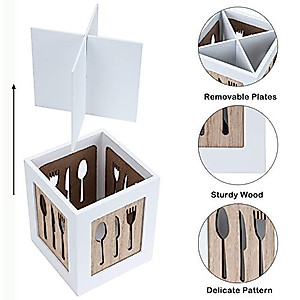 handrong Silverware Caddy Wooden Utensil Cutlery Flatware Caddy Utensils Holder Flatware Cutlery Storage Organizer Holds Spoons Forks Knifes for Kitchen