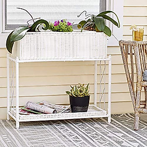 Household Essentials ML-5017 Indoor Outdoor Resin Wicker Planter Stand, 2 Piece