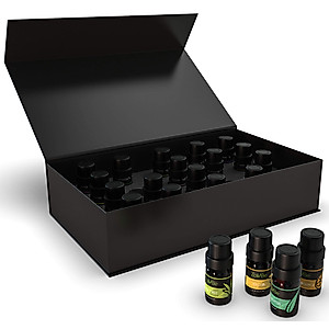 MABUA 18 Essential Oil Set with 20 Holes Case Natural Therapeutic 100% Diffuser Aromatherapy Grade Lavender Lemon Peppermint TeaTree Argan Frankincense Bergamot Lemon