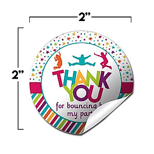 Jump and Bounce Birthday Party Thank You Sticker Labels, 40 2" Party Circle Stickers by AmandaCreation, Great for Party Favors, Envelope Seals & Goodie Bags