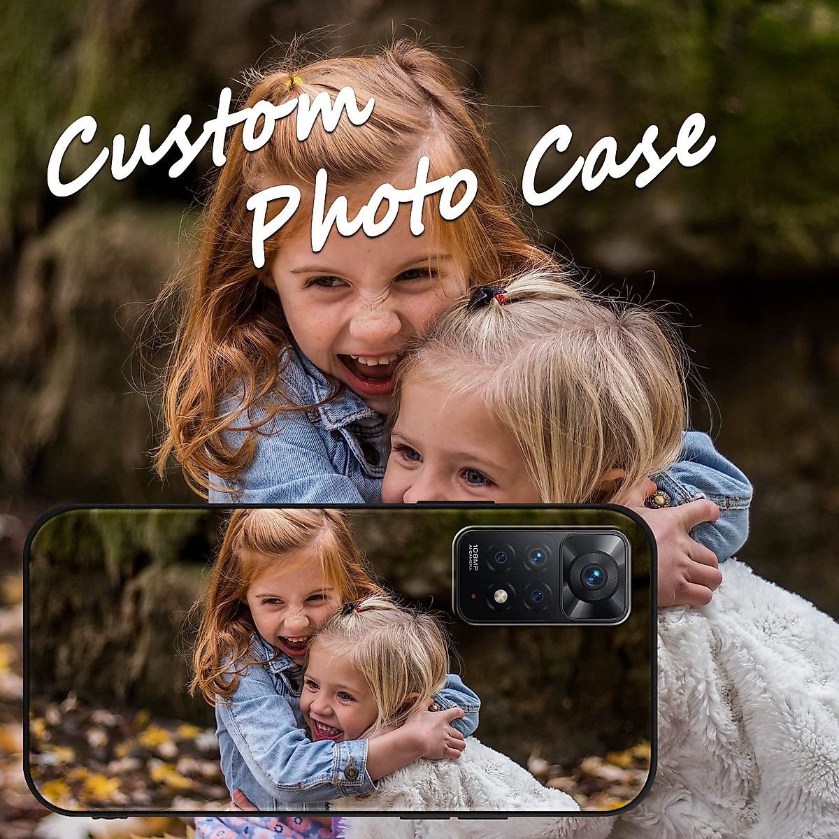 Eouine Custom Phone Case for Xiaomi Redmi Note 11 Pro（4G/5G） 2022 (6.67") - Personalized Picture Phone Cases Black Customizable Case Customize Photo Text Design Cover - Customized Your Own Phone Case