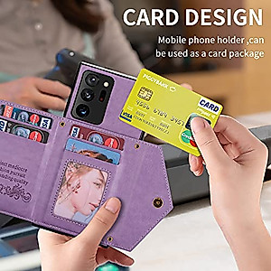 SZHAIYU Flip Leather Wallet Cover for Samsung Galaxy S23 Ultra 5G Crossbody Case with Credit Card Holder Strap Lanyard 6.8'', Women Girl Purse Kickstand (Purple,S23 Ultra)