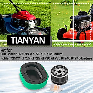 TIANYAN 32 083 09-S Air Filter&Oil Filter&Fuel Filter kits for Kohler 7000 Series KT610 KT620 KT715 KT725 KT730 KT735 KT740 KT745 19HP-26HP Engine MTD Lawn Mower 32 083 09 32 883 09-S1
