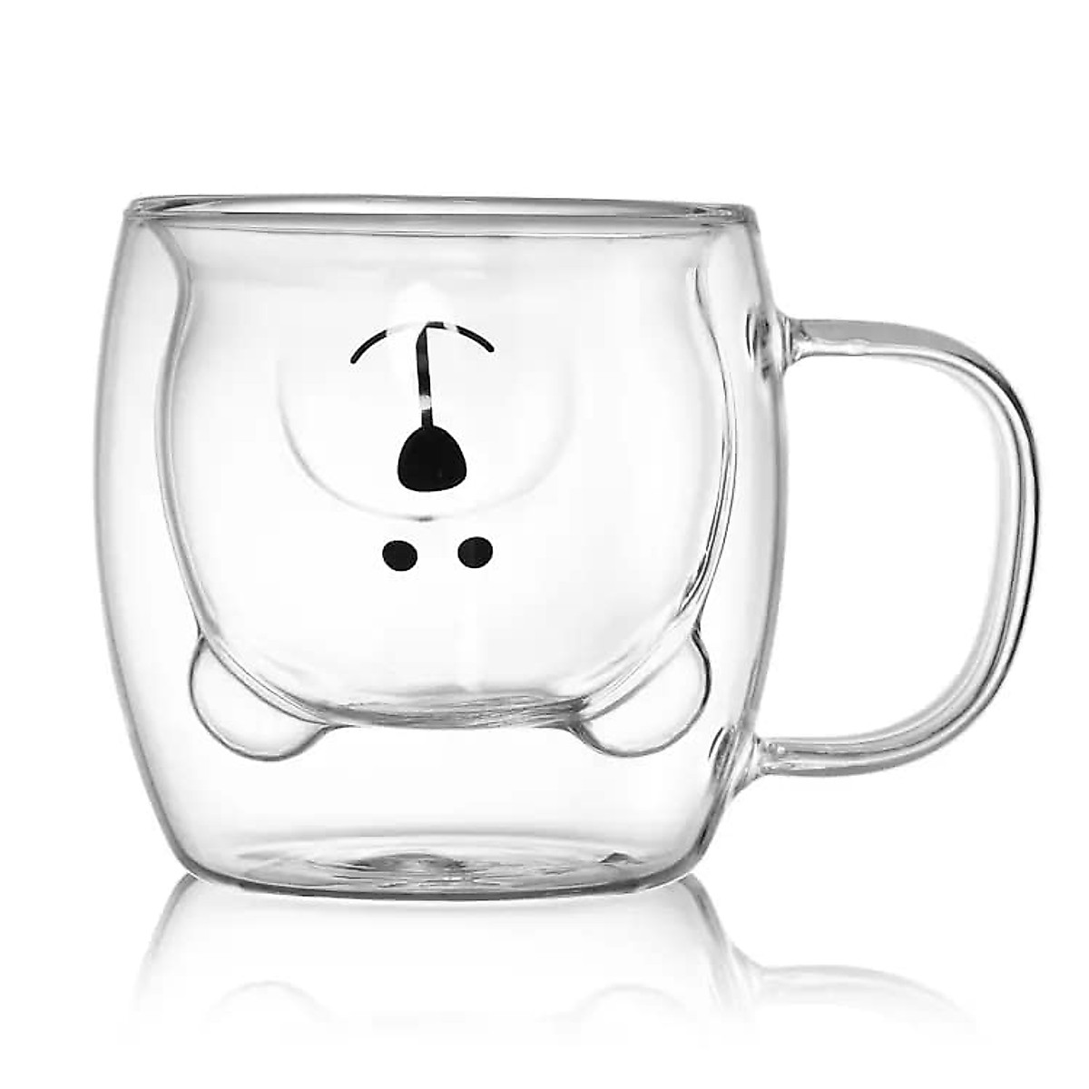 Chanlida Cute Brown Double Wall Cute Bear Cups (Pack of 2) Double Wall Cute Bear Cup with Handle Insulated Espresso Christmas Beer Cup Cute Birthday