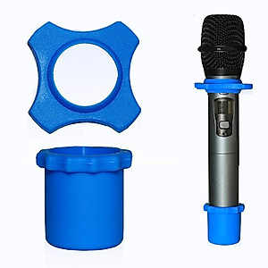 12 Pieces Shakeproof Anti-Rolling Handheld Microphone Windscreen Foam Cover & Mic Protection Silicone Ring & Bottom Rod Sleeve Holder Set for KTV Device(Color Random)