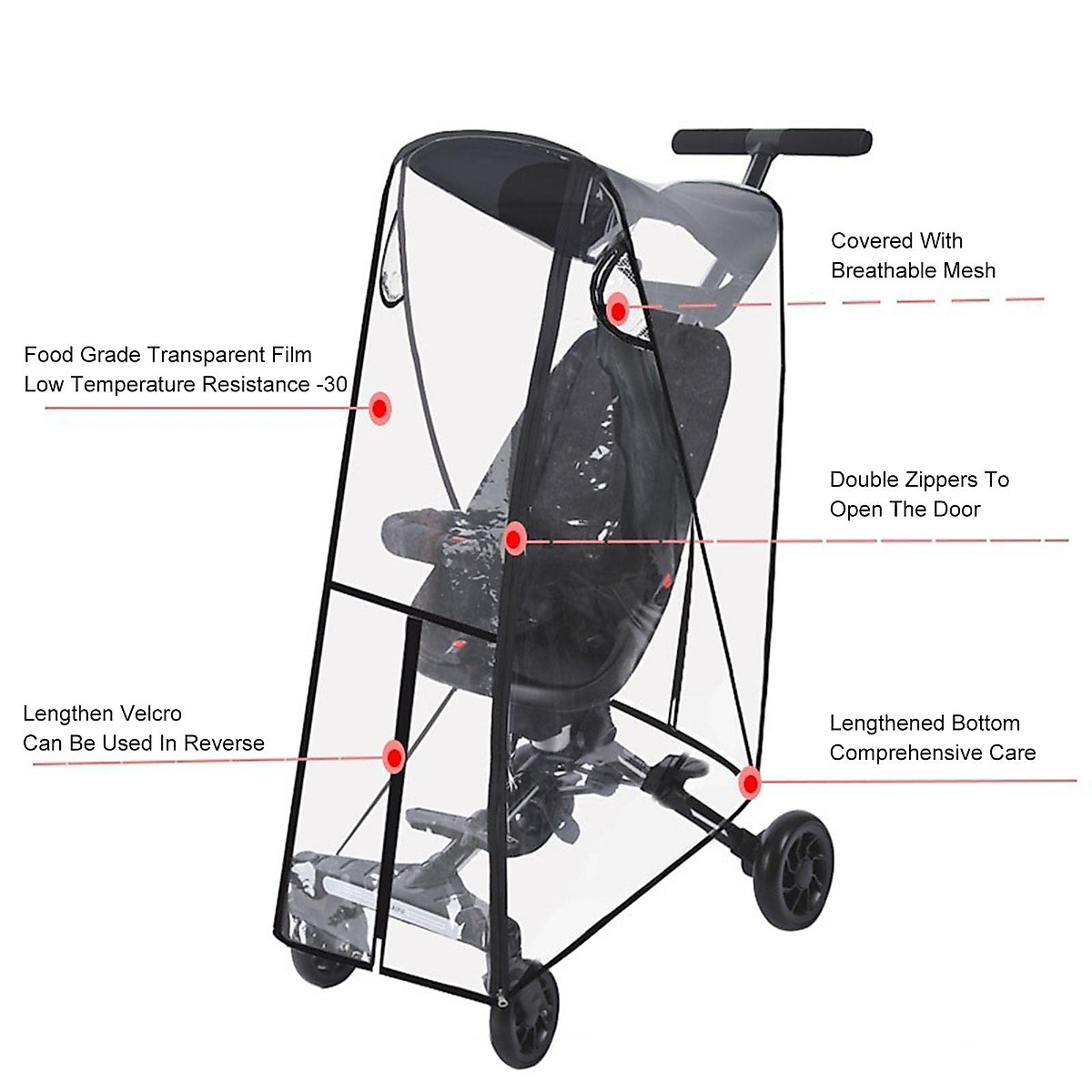 AnHuaYK Universal Baby Stroller Rain Cover - Weatherproof Shield to Safeguard Your Child from Wind and Rain