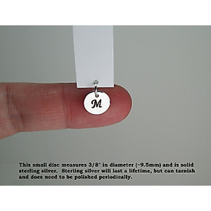 Single Small Hand Stamped Initial Charm - Sterling Silver 3/8" Disc with Letter