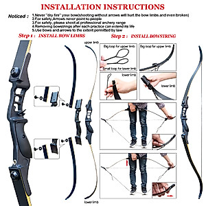 D&Q Hunting Bow and Arrow Set Adult, Archery Bow 52" 30-50lbs, Recurve Bows for Adults Right Hand Arrows for Bow Metal Riser with Carbon Arrows Target Practice Outdoor Shooting Training (Black,40lb)