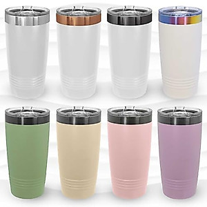 Personalized Travel Coffee Tumbler 20 oz, Insulated Mug with Lid, Stainless Steel Cup for Outdoor with custom name and Floral Design (Copper)