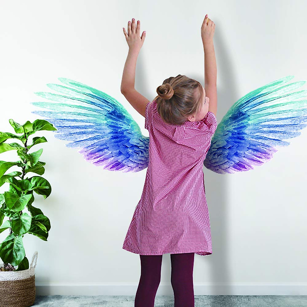 Glowing Angel Wings Wall Decals, Peel and Stick Wings Vinyl Wall Stickers Home Wall Decor Removable Decals for Girls Bedroom Kids Room Nursery, Wing Wall Art Home Decorations Party Supplies
