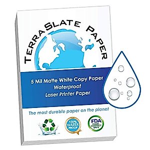 TerraSlate Paper 5 Mil 8.5" x 14" Waterproof Laser Printer/Copy Paper 50 Sheets