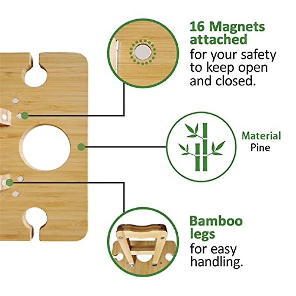 SUNESA Portable Picnic Table Outdoor Foldable Table Folding Picnic Tray Glasses Cups Bottle Rack Cheese Snack Holder Foldable Camping Table