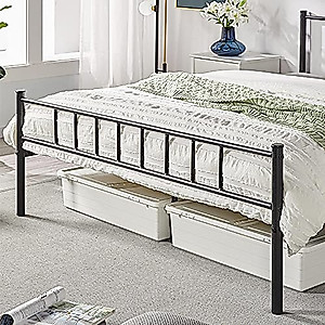 Yaheetech 13 inch Queen Size Metal Bed Frame with Headboard and Footboard Platform Bed Frame with Storage No Box Spring Needed Mattress Foundation for Adults Black