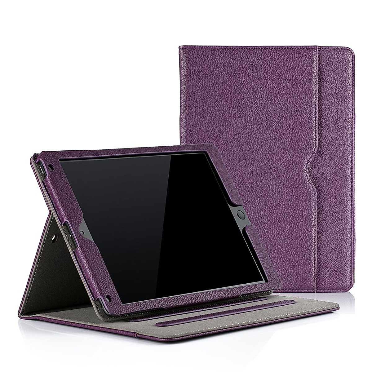 RUBAN Case Compatible with iPad 9.7 Inch 2018/2017 / iPad Air 2 / iPad Air 1 - [Corner Protection] Multi-Angle Viewing Folio Stand Cover with Pocket, Auto Wake/Sleep (Purple)
